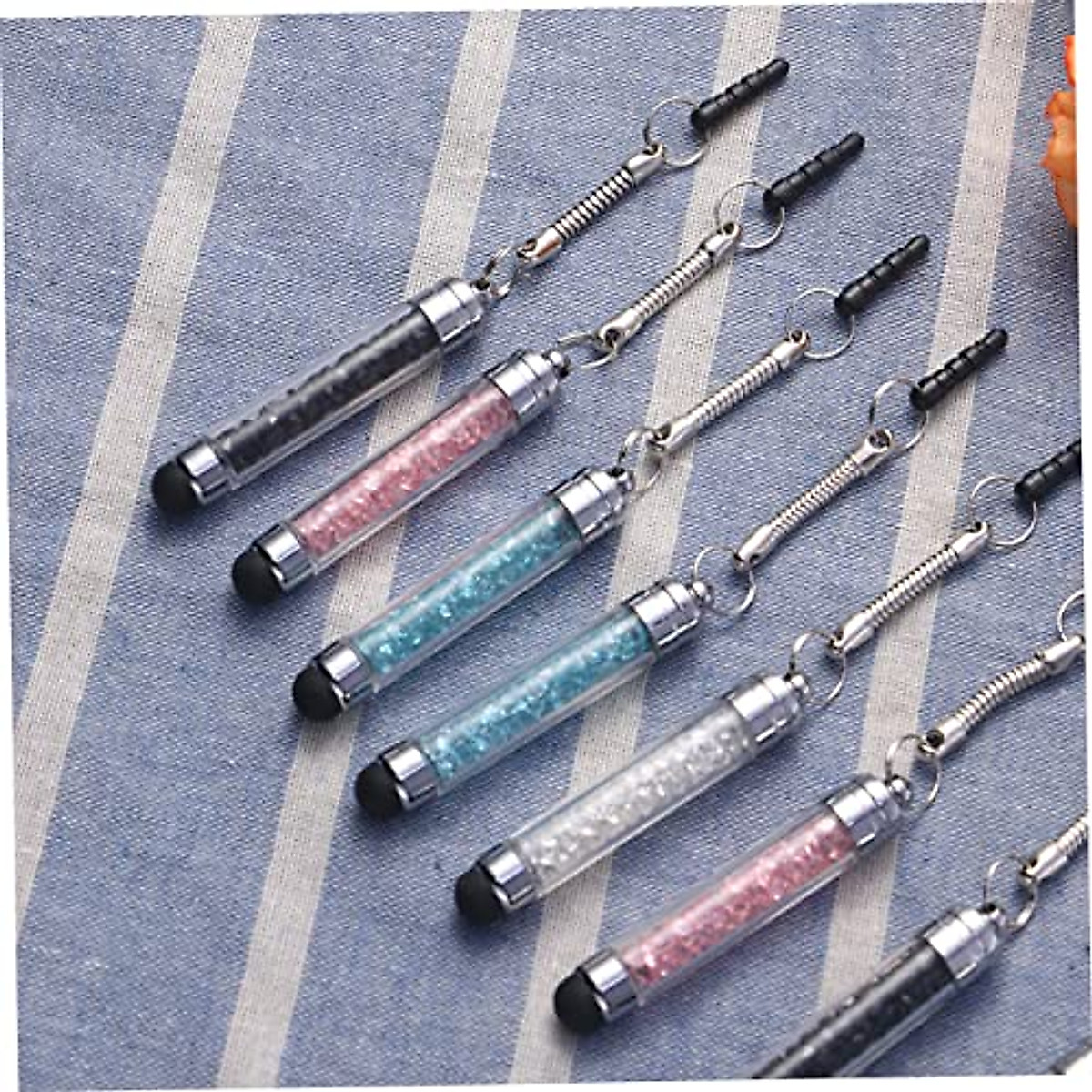 Hemobllo Mini Stylus Pen - 8 Pcs Crystal Capacitive Stylus Universal Touch Screen Pen Portable Stylus Pens with 3.5mm Jack Stylus for Smartphones Tablets Touch Screens (Random Color)