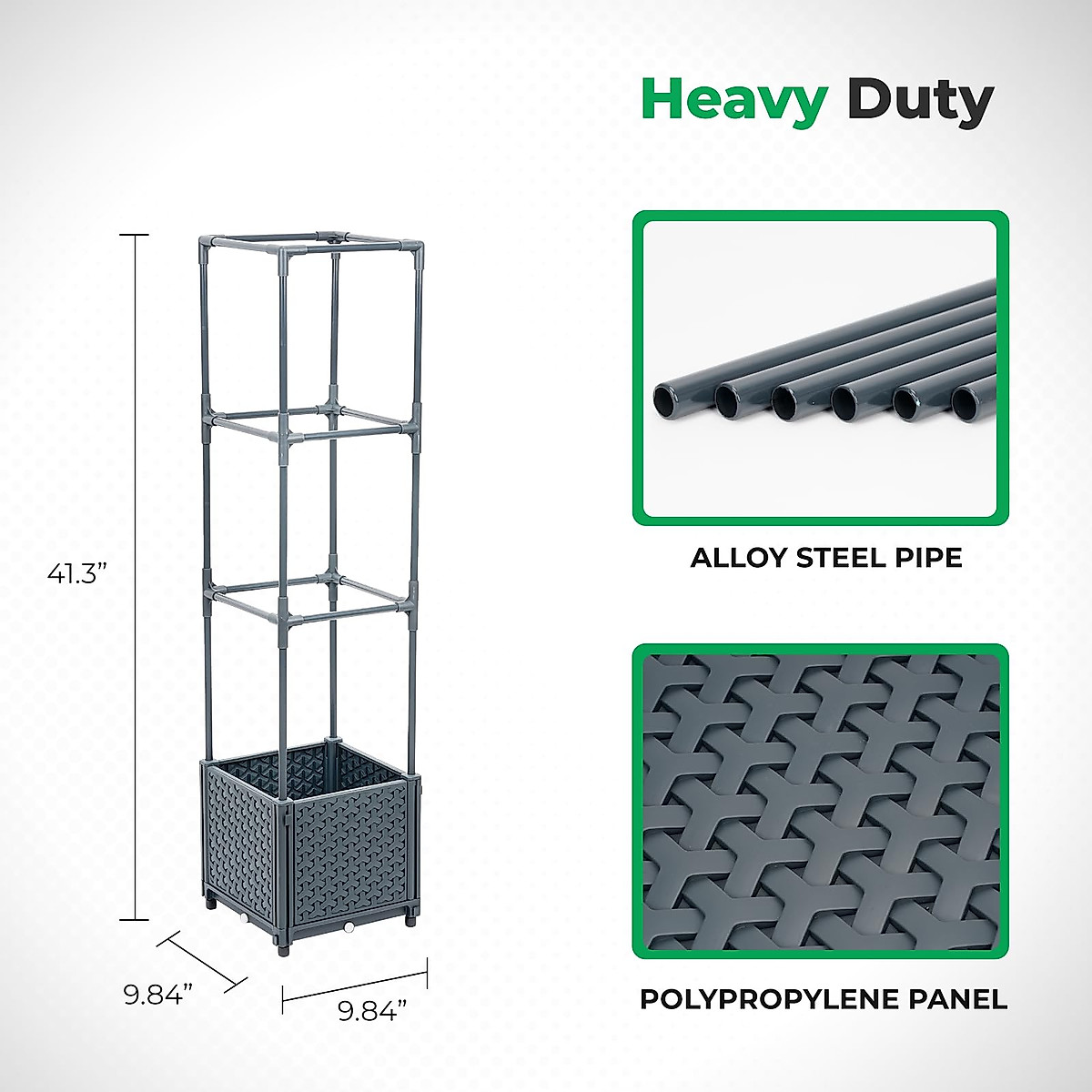 KOBAZ Raised Garden Bed with Tomato Planter Cage, Trellis Planter Boxes for Outdoor Patio Greenhouse Gardening Climbing Vegetables
