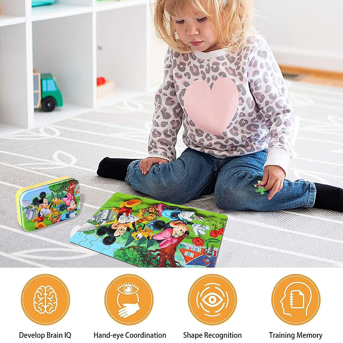 LELEMON Puzzles for Kids Ages 4-8,60 Piece Puzzles for Kids Ages 3-5,Jigsaw Puzzles Kids Puzzles in Metal Box,Educational Puzzle Games Puzzle Toys