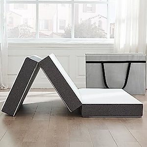 Molblly Folding Mattress, 6 inch Tri Folding Memory Foam Mattress Topper with Storage Bag, Queen Size - 58"x 78"x 6"