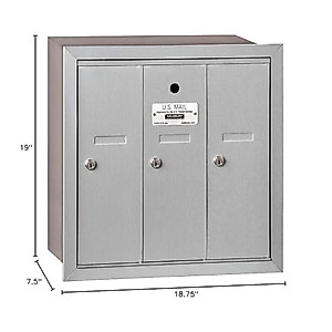 Salsbury Industries 3503ARU Recessed Mounted Vertical Mailbox with 3 Doors and USPS Access, Aluminum