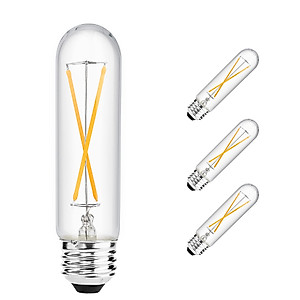 Yaoten T10(T30) E26 TDimmable Led Edison Bulb, Tubular Vintage, Equal 25 Watt Incandescent Bulb, 2W Warm White 2700K for Chandeliers, Ceiling Fan, Wall scones, Pendant, 3 Pack