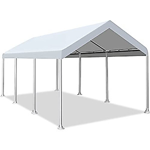 Abba Patio 10 x 20 ft Heavy Duty Carport Car Canopy Garage Boat Shelter Portable Tent for Outdoor Party, Wedding, Birthday, Garden, with 8 Legs Ivory