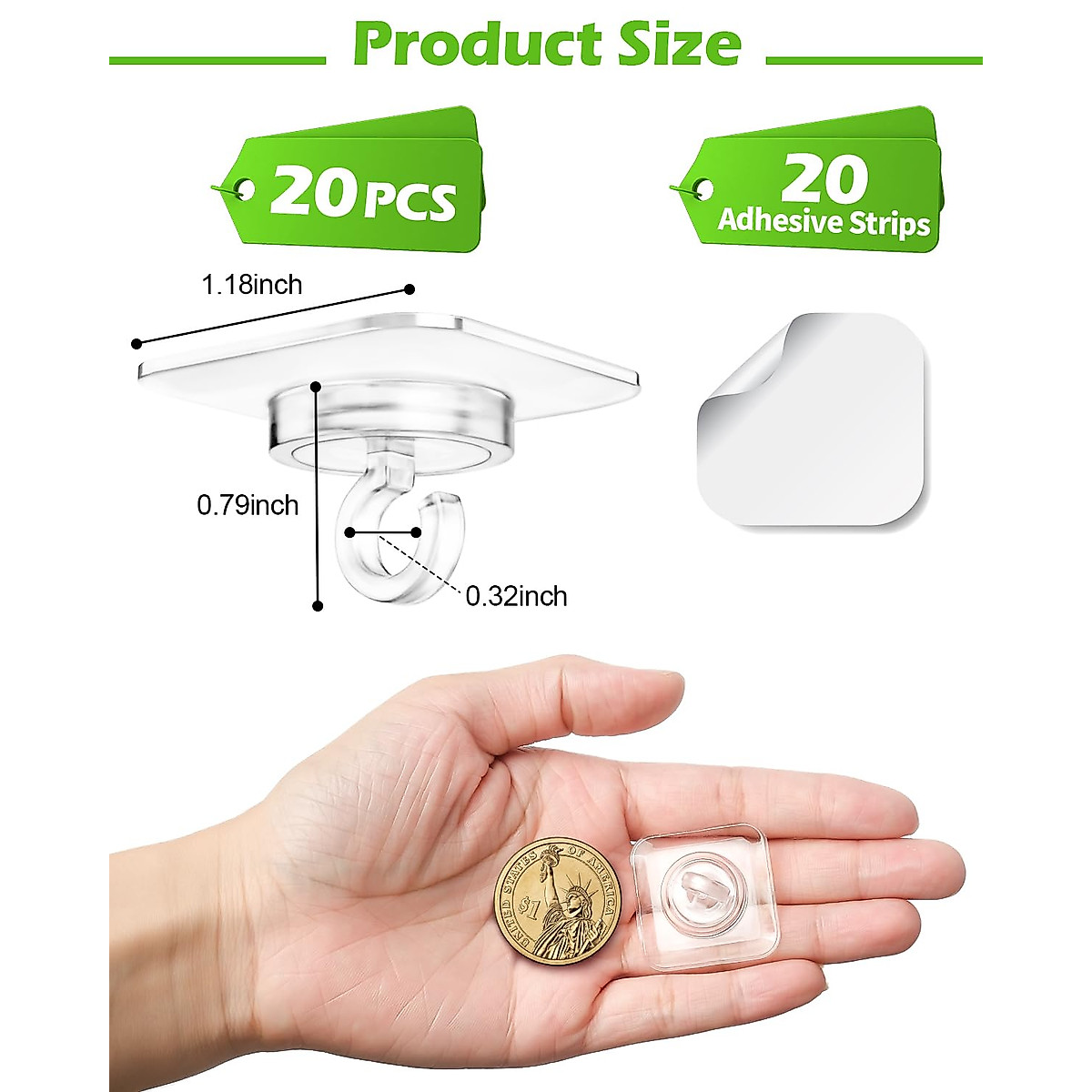 Adhesive Ceiling Hooks for Hanging Decor：20 Pack No Drill Small Drop Ceiling Hanger Strips for Decorations - Clear Decorative Ceiling Clips for Classroom Bedroom Room Party Halloween Christmas