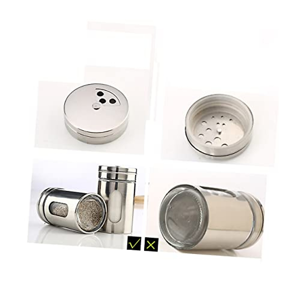 Seasoning Bottle Glass Sauce Bottles Stainless Steel Shaker Seasoning Containers Organiser Silver Pepper Shaker Seasoning Storage Box Condiment Bottle Castor Barbecue Sealed Jar