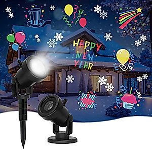 Christmas Halloween Light Projector with 16 Themes, LANGTU Outdoor Indoor Snowflake Rotating Projector Lamp, Waterproof Landscape Decorative Lighting for Garden Party New Year Xmas