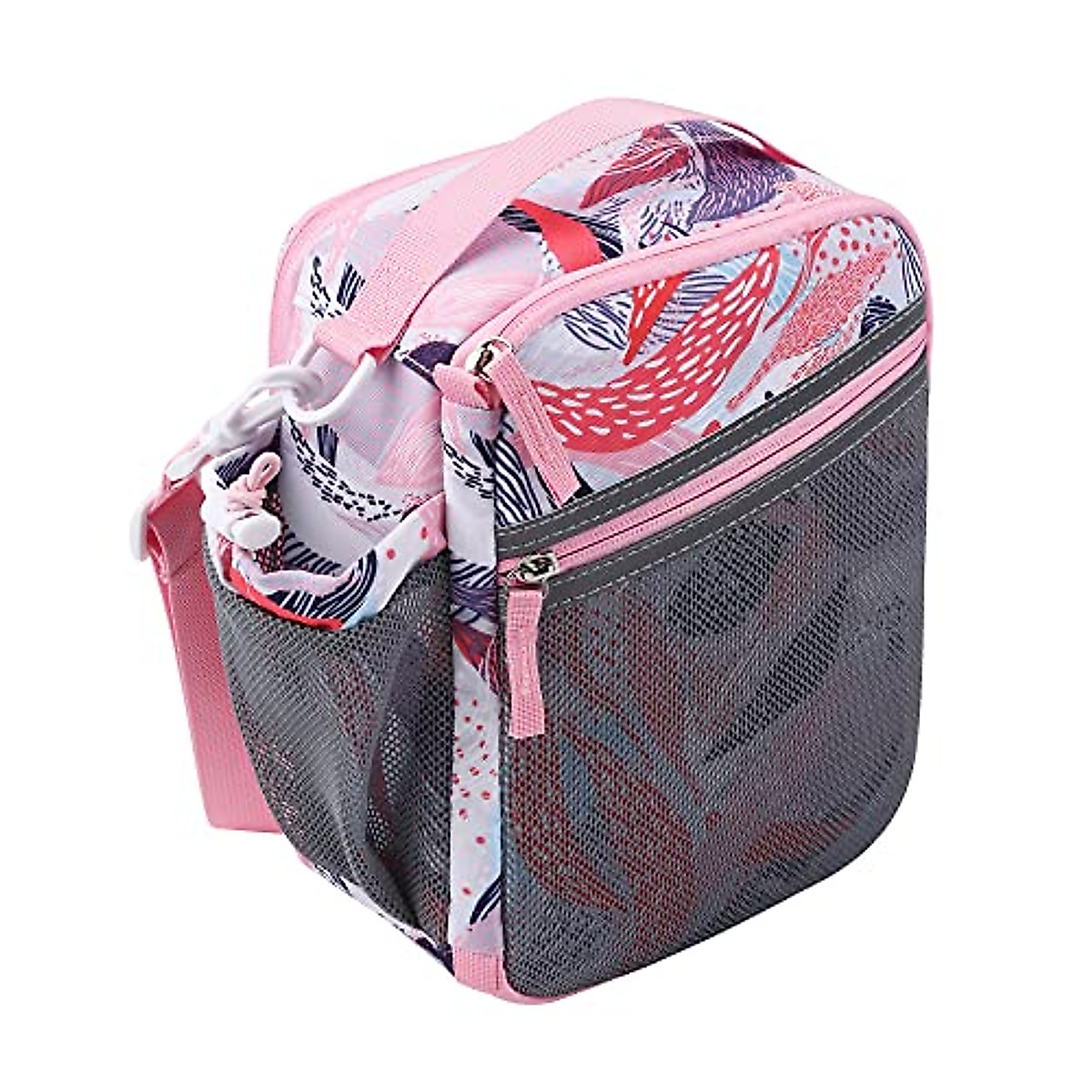 Insulated Lunch Box for School and Work, Expandable Lunch Bag, Thermal Reusable Small Lunch Cooler Tote Bag for Kids, Boys, Girls, Men, Women (Tropical Flowers)