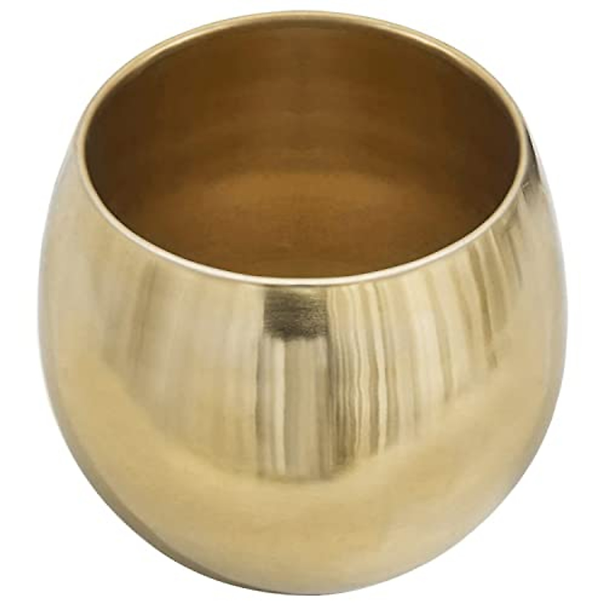 MyGift 6-Inch Brushed Brass Plated Metal Table Vase - Round Bowl-Shaped Succulent Planter Pot - Handcrafted in India