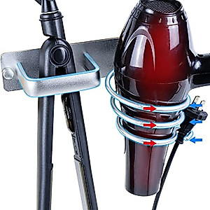 Hair Dryer Holder Wall Mount(No Drilling),Hair Dryer Organizer,Curling Iron Holder,Easy to Install,Space Saving,Bedroom and Bathroom Hair Tool Organizer for Hair Dryer,Curling Iron(Black)