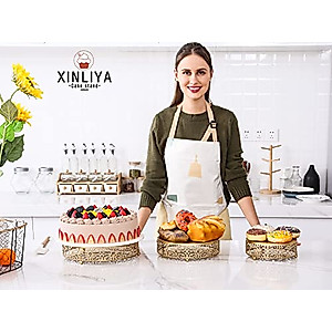 XINLIYA 3-Piece Set Cake Stands Round Cupcake Stands,Metal Wedding Brithday Party Celebration Dessert Display Plates,Gold