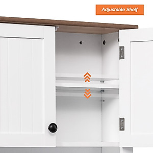 WAMPAT Bathroom Wall Cabinet, Wood Medicine Cabinets with 2 Doors, Over The Toilet Storage Cabinet with Adjustable Shelf, Farmhouse Wall Mounted Hanging Cabinet for Living Room, Entryway, White&Oak