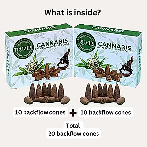 Cannabis Backflow Incense Cones - Total 20 Incense Cones Waterfall - Dual Pack of 10 Incense Backflow Cones - Waterfall Incense Cones - Incense Waterfall Cones