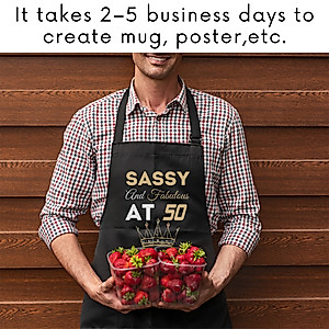 Sassy Fabulous 50 Years 50th Birthday Since 1971 1972 Aprons Black - 1Size fits all Men Women Apron Kitchen