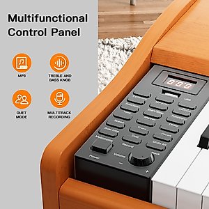 HEXANT 88- Key Hammer Weighted Digital Keyboard Piano, Wooden Electric Heavy Hammer Weighted Full Size Keyboard Piano, with 3-Pedal, MIDI Connection, Multi-Functional Keyboard and Stand