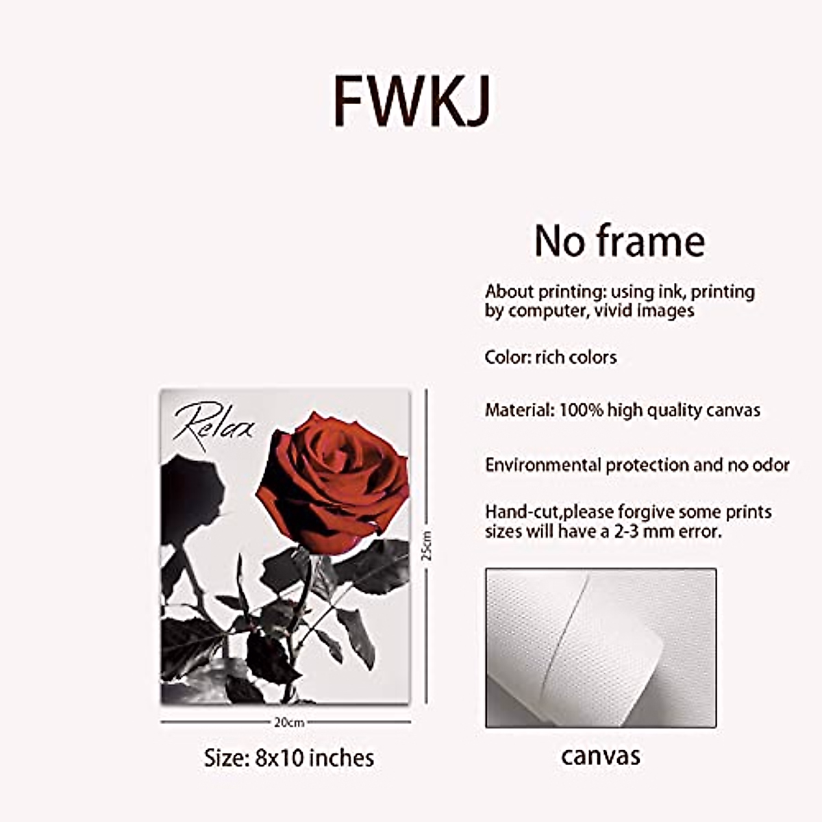 NOROUOV Modern Red Rose Flowers on Gray Books Wall Art Paintings Set of 4 (8X10” Canvas Picture) Relax Breathe Wash Unwind for Bathroom Bedroom Living Room Home Decor No Frame