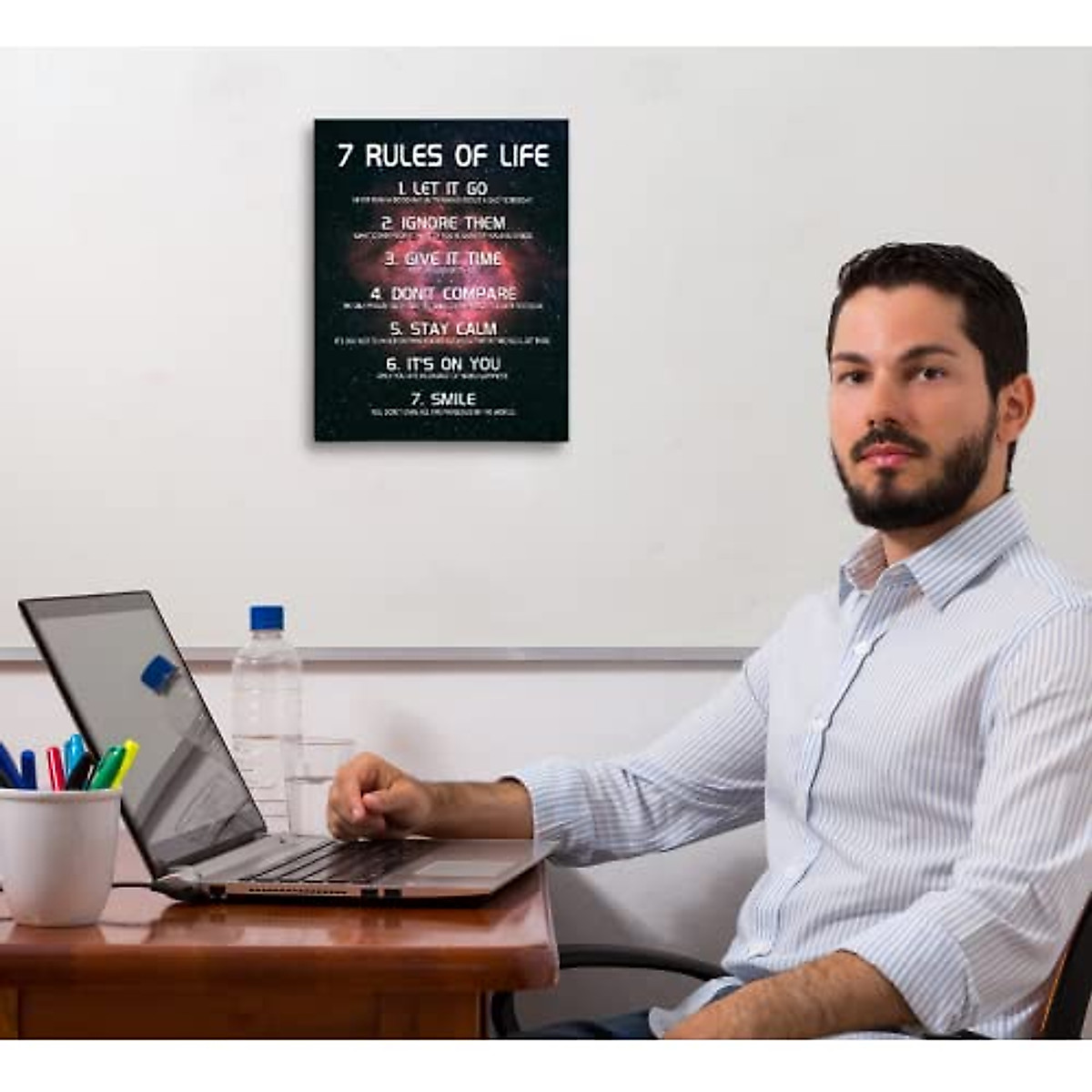 Creoate Inspirational Wall Art - 7 Rules of Life Motivational Quotes Poster Wrapped Canvas Print Artwork for Home Office Wall Decor…