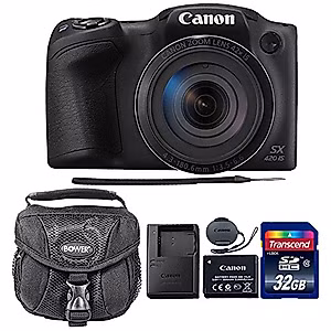 Canon PowerShot SX420 is 20.0MP Digital Camera (Black) + 32GB Memory Card + Camera Case (Renewed)