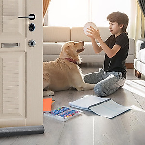 C CELAINER Door Draft Stopper, Under Door Noise Blocker, Sound Light Air Proof Sealer for Bottom of Door, Adjustable Soundproof Insulation Strip Doors Draft Guard 37 inch - Grey