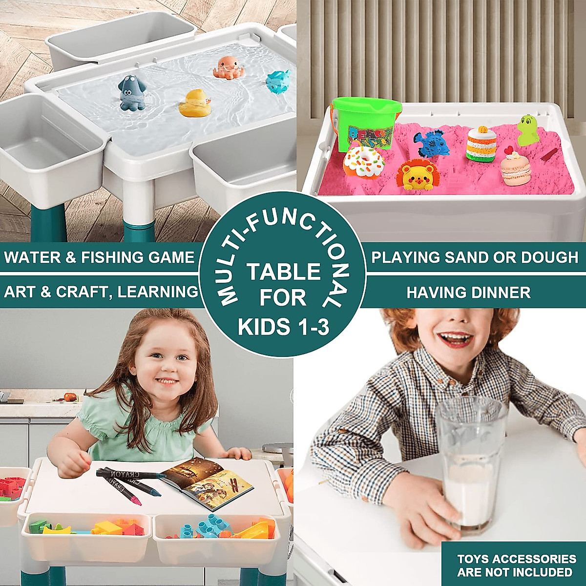 Pairez Toys Sensory Table & Chair Set for Toddler, Kids Activity Table, for Playing Building Blocks, Sand & Water, Color Dough.