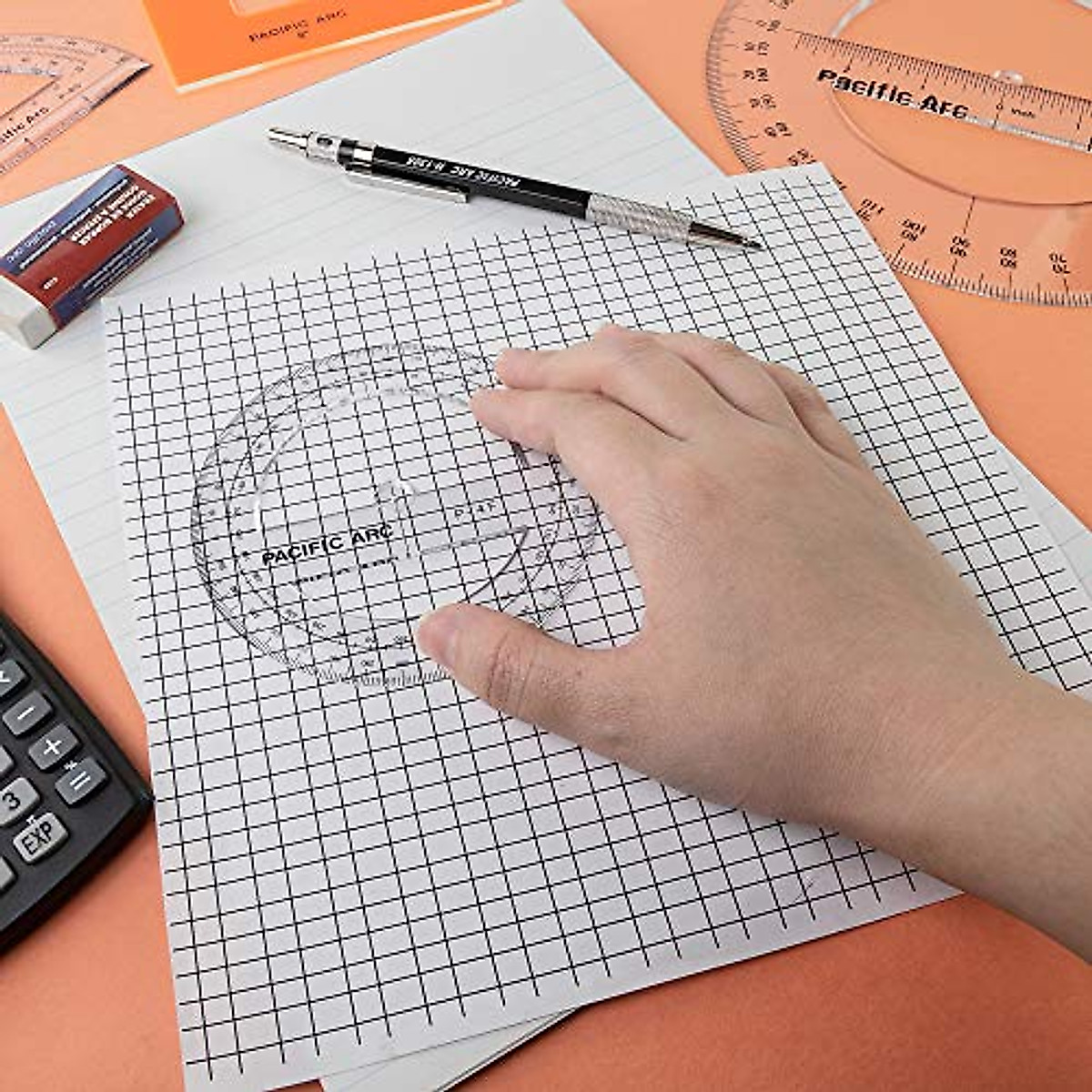 Pacific Arc's 8 Inch 360 Degree Plastic Circular Protractor Clear