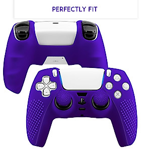 SIKEMAY [2 Pack] PS5 Controller Skin, Anti-Slip Thicken Silicone Protective Cover Case Perfectly Compatible with PlayStation 5 Dualsense Controller Grip with 8 x Thumb Grip Caps - Galactic Purple