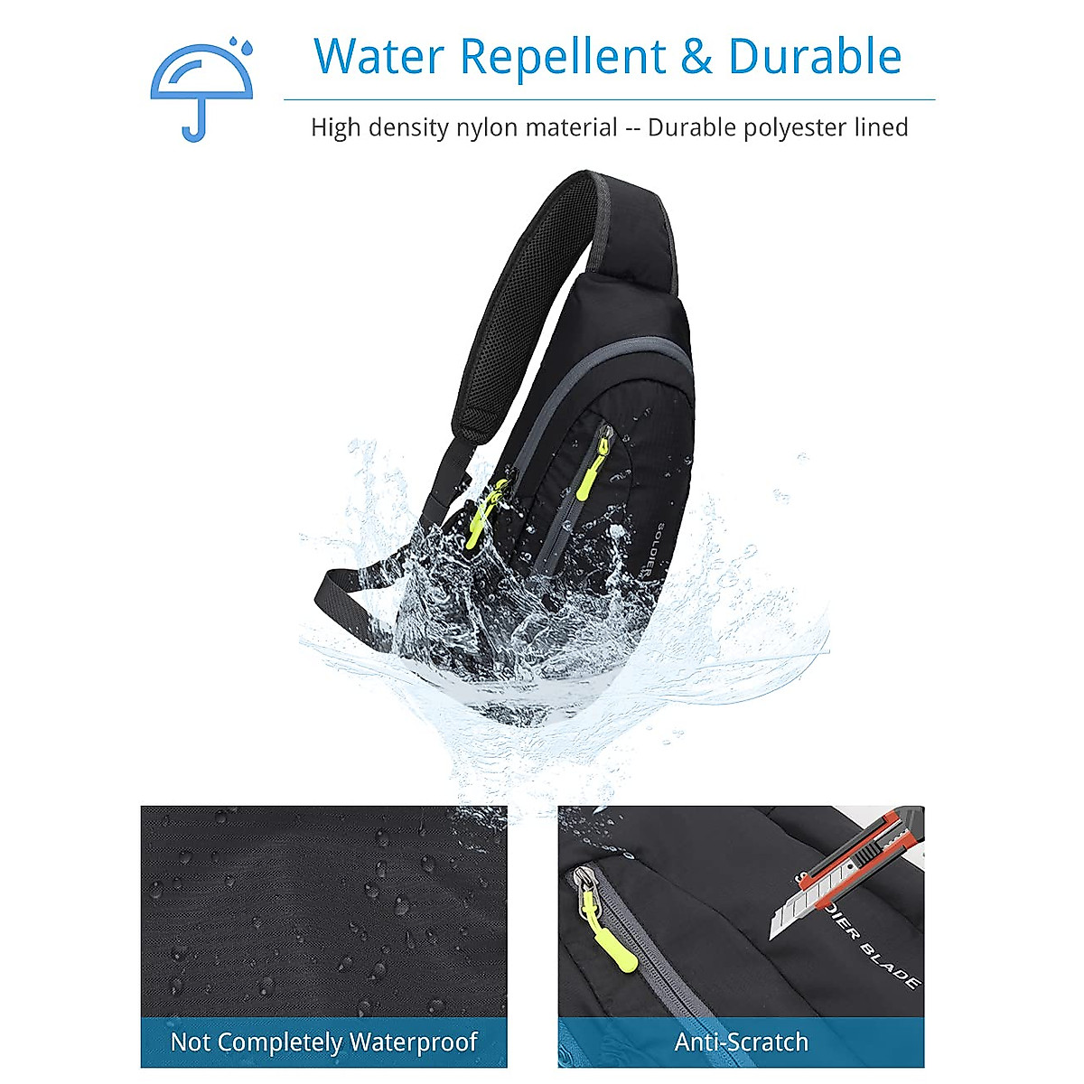 PivotWing Sling Bags for Men Womens Lightweight Small One Strap Chest Side Bag Mini Crossbody Day Pack Everyday Sling Backpack Bodybag for Trip Gym Outdoor Dog Walking Black