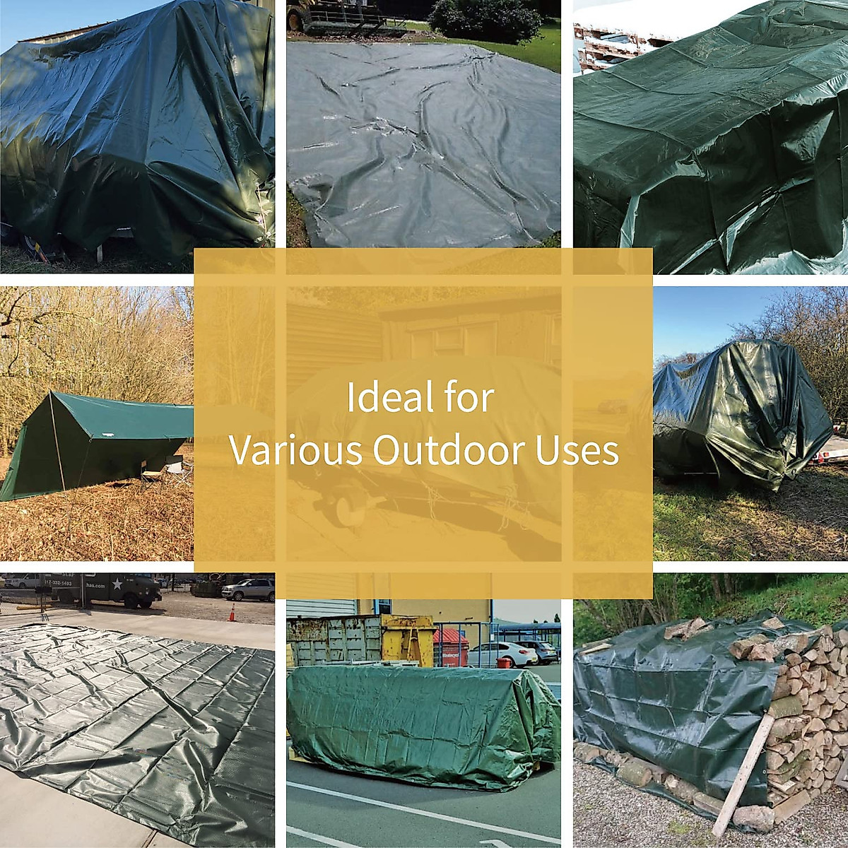 GUARD SHIELD Super Heavy Duty Green/Silver Poly Tarp Cover 10x12 Feet Waterproof 16mil Thick UV and Tear Resistant Tarpaulin with Grommets and Reinforced Edges