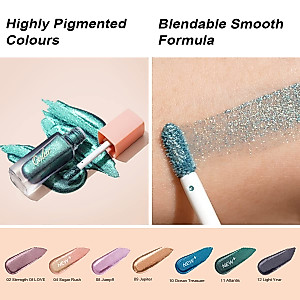 Oulac Blue Liquid Glitter Eyeshadow Liquid Shimmer Eyeshadow Liquid Eyeliner Non-sticky One-Swipe Coverage with Quick-Drying Crease-resistant Formula.Vegan & Cruelty-Free.(10)