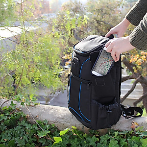 USA Gear Emergency Supplies Backpack Case (Blue) - 15.6 inch Laptop Compartment, Padded Custom Dividers, Bottle Holder, Rain Cover,-Lasting Durability and Extra Pockets - Easy to Carry Long Distances