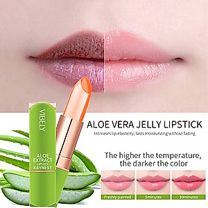 Kaynest 2 Packs Aloe Vera Lipstick Lips Moisturizer Long Lasting Nutritious Lip Balm Magic Temperature Color Change Lip Gloss (Set-B)