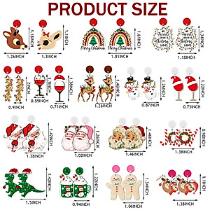 Huquary 16 Pairs Teacher Earrings Bulk for Women Acrylic Apple Pencil Letter Dangle Earrings for Teacher Thanksgiving Gifts(Festive Style)