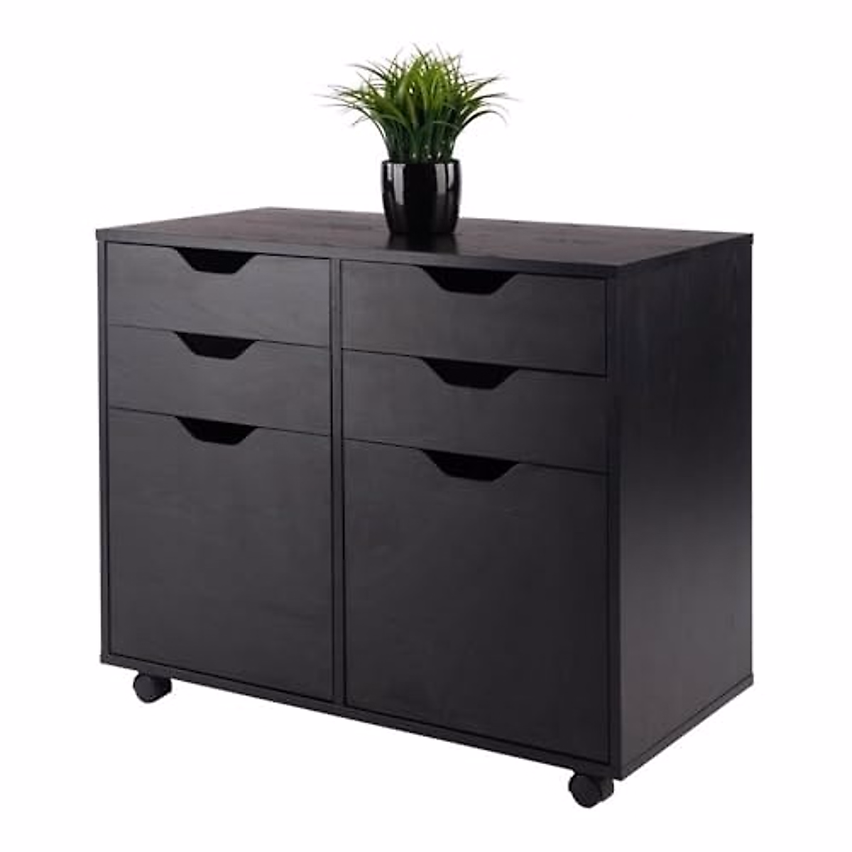 Winsome Halifax Storage Mobile Cabinets, 2 Doors, 4 Drawers, for Home Office, Black