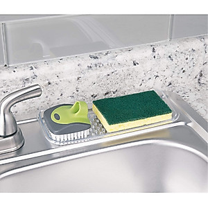 InterDesign Sinkworks Kitchen Sink Tray for Sponges, Scrubbers, Soap - Clear