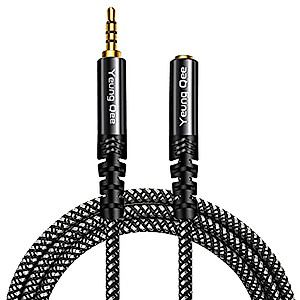 Yeung Qee Headphone Extension Cable 1.5 ft, 4 Pole Nylon Braid 3.5mm TRRS Male to Female Lossless Stereo Audio Adapter Extension Cable for Tablet/PC/ PS4 and More (1.5FT/0.5M)
