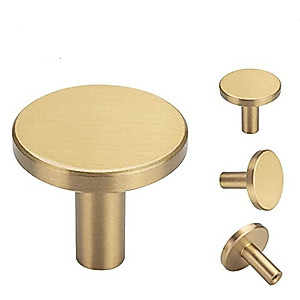 YANGQIHOME Pack of 4, Brushed Brass Decorative Wall Hooks, 32mm x 30mm, for Bathroom,Lavatory,Clothing Store, Hotel, Cafe,Hat,Towel Coat Hook Hangers Wall Mounted (Round)