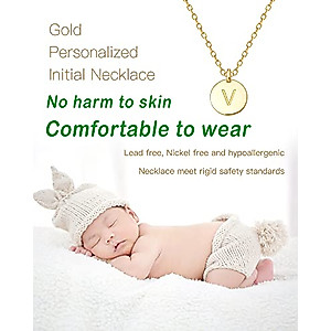 MIDDLUX V Necklace, Gold Initial Necklace, Personalized Gifts for Girls, Best Friends Necklace, Girls Initial Necklace, Name Necklace Personalized for Women, Sister Necklaces