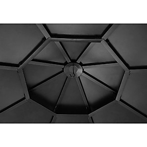 Sunjoy Ion Collection 13 x 13 ft. Cedar Framed Octagon Wood Gazebo with Brown Double Tiered Steel Hardtop Roof and Ceiling Hook for Garden, Backyard Shade