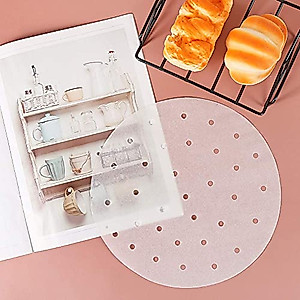 10 Inch Air Fryer Liners, Set of 200, 5/6/7/8/9 Inch Bamboo Steamer Liners/Air Fryer Perforated Parchment Paper for Air Fryer, Steaming Basket and More