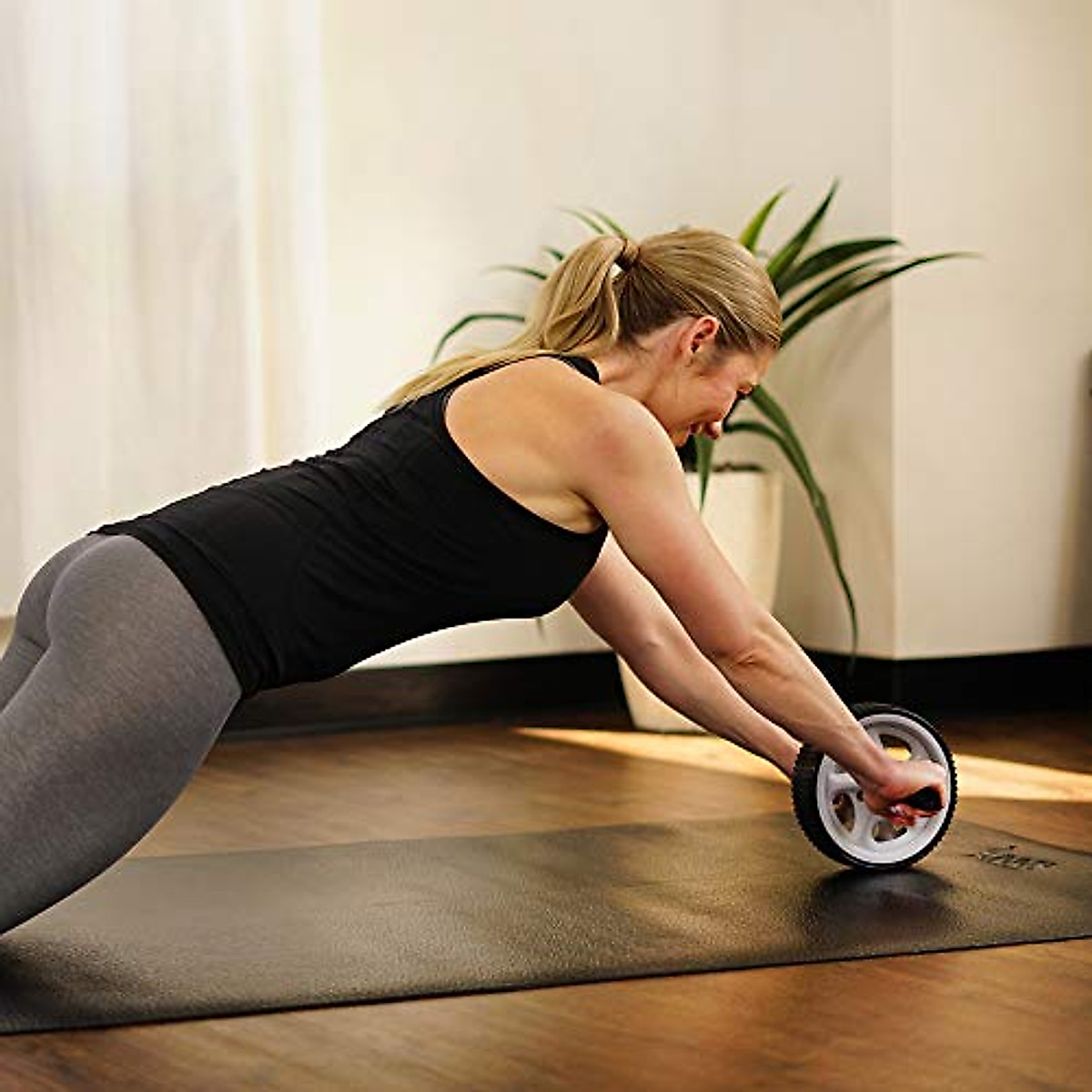 Sunny Health & Fitness Ab Roller Wheel for Abdominal Exercise Core Trainer Wheel Roller - NO. 003, Black