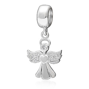 925 Sterling Silver Angel Charm Wing Charm Birthday Charm Anniversary Charm Christmas Charm for Pandora Charms Bracelet