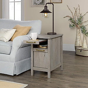 Sauder Cannery Bridge Narrow Side, Nightstand, End Table, L: 14.37" x W: 22.44" x H: 25.83", Mystic Oak