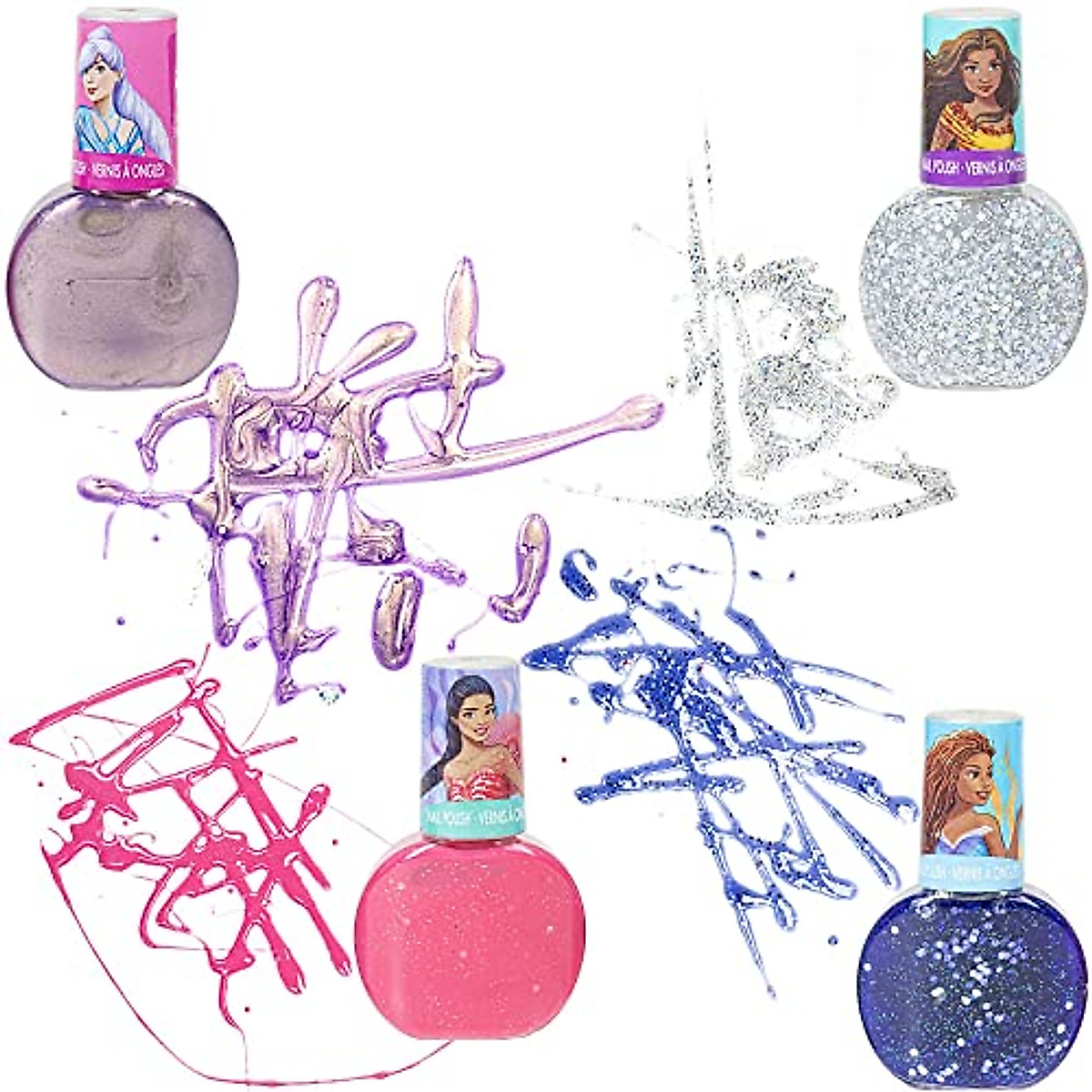 Townley Girl Disney The Little Mermaid Sparkly Cosmetic Makeup Set for Girls with Lip Gloss Nail Polish Nail Stickers - 11 Pcs| Perfect for Parties Sleepovers Makeovers| Birthday Gift for Girls above 3 Yrs