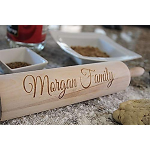 Custom Rolling Pin for Mom or Grandma (Morgan Family Design), Decorative Wooden Rolling Pin for Baking | Personalized Christmas Holiday Gift