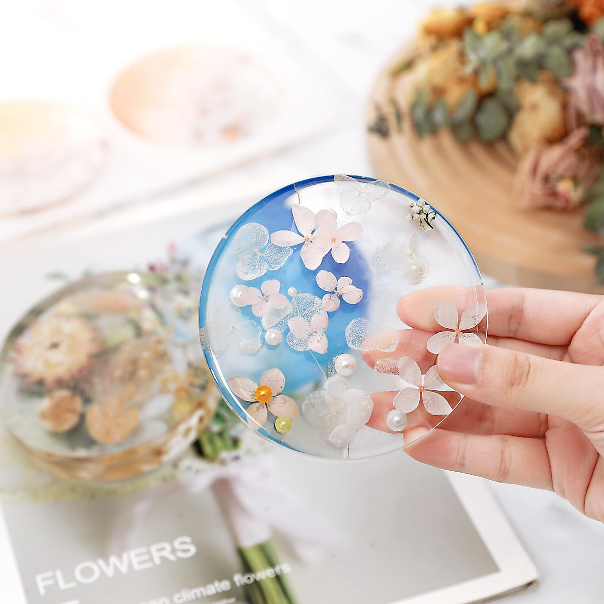 18 Pieces Resin Coaster Molds, Coaster Molds for Epoxy Resin with Storage Box Mold for DIY Art Craft Cup Mats