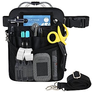 RAIALL Nurse Fanny Pack, Nurse Tool Belt with Medical Gear Pockets, Tape Holder, Nurse Waist Pouch Organizer with Utility Storage for Stethoscopes, Bandage Scissors and Other Emergency Supplies, Black