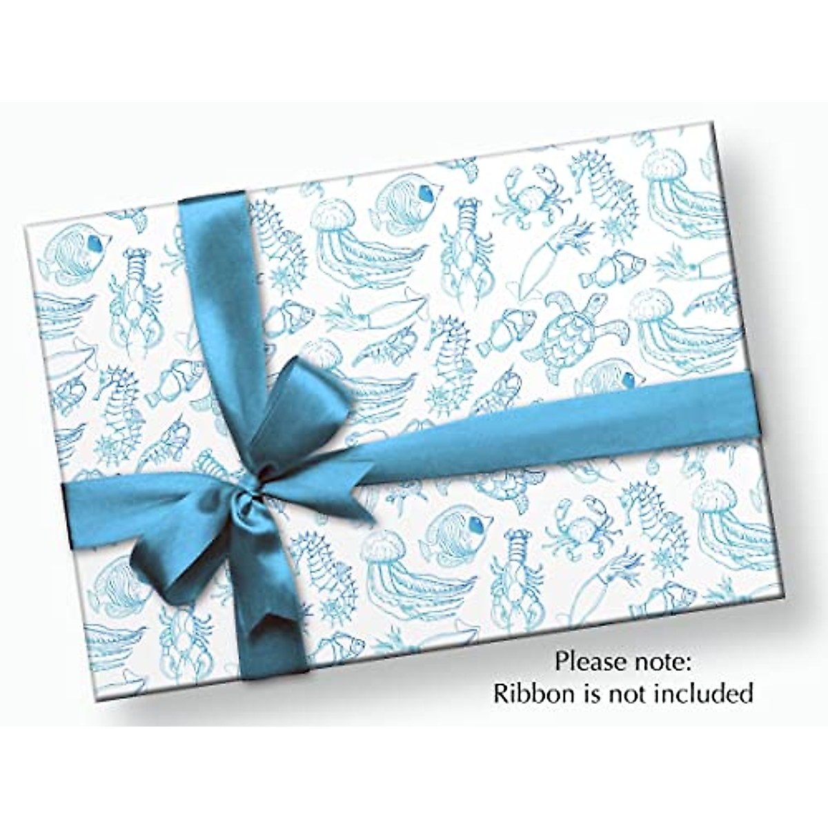 Stesha Party Ocean Coastal Gift Wrap Wrapping Paper - Folded Flat 30 x 20 Inch - 3 Sheets