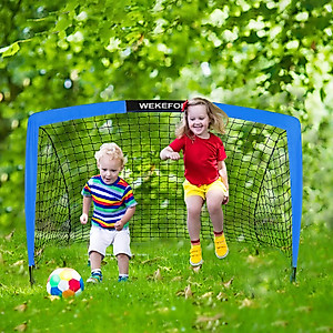 WEKEFON Backyard Soccer Goals - Portable Kids Soccer Net Set of 2-3.6'x2.7' - Pop Up Folding Indoor + Outdoor Goals with Carry Bag - Easy Assembly and Compact Storage
