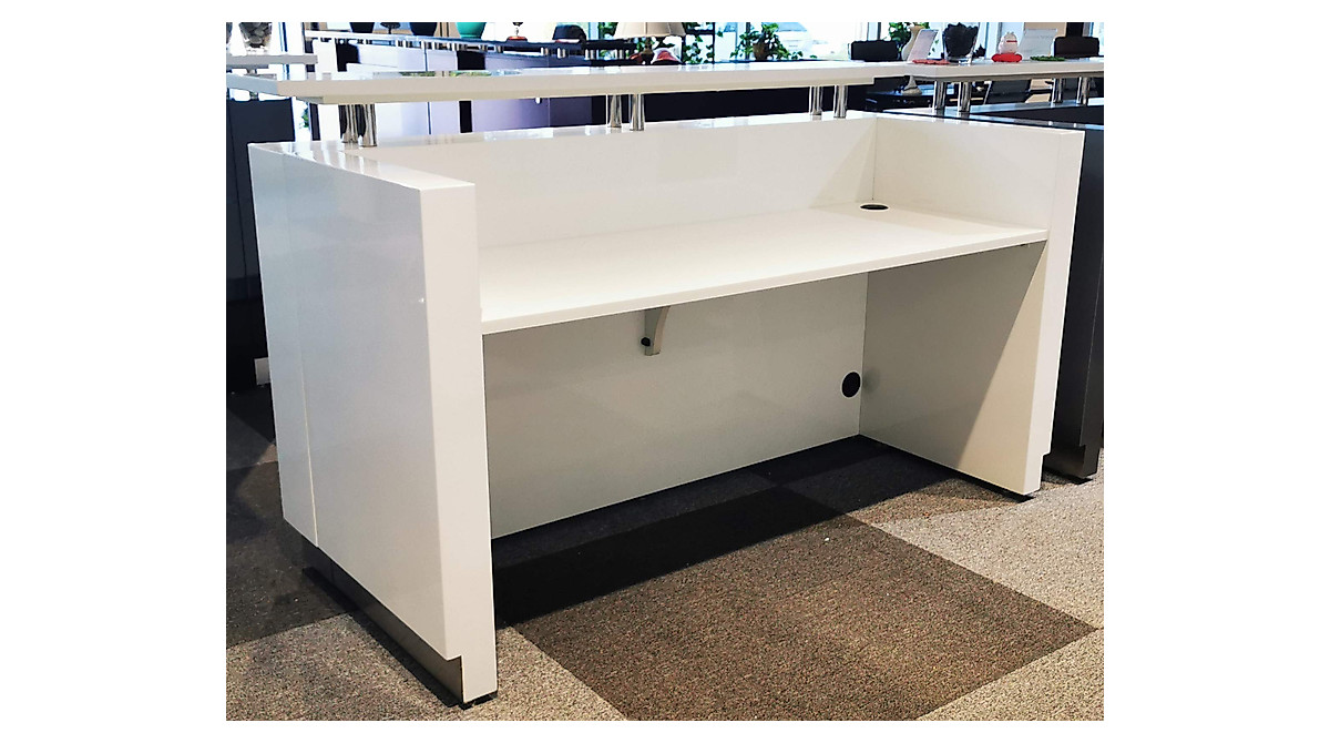 Modern White Reception Desk with Quartz Countertop | GW FURNITURE