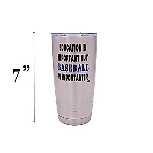 Rogue River Tactical Funny Baseball PLayer 20 Oz. Travel Tumbler Mug Cup w/Lid Education Important Gift Idea