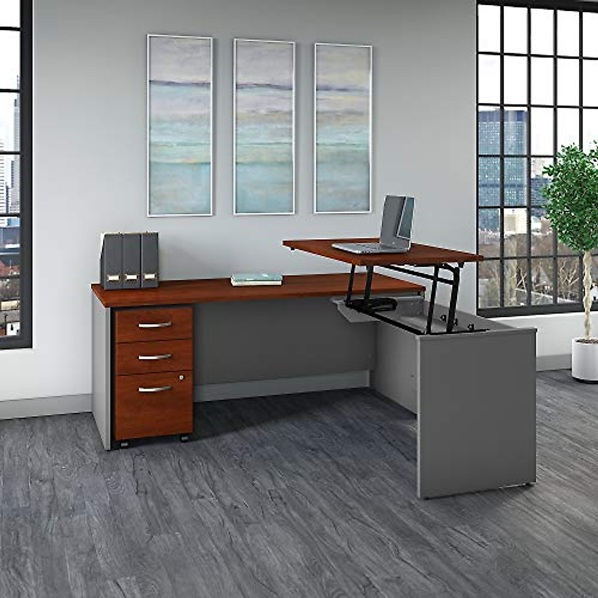Bush Business Furniture SRC125HCSU Desk, Hansen Cherry/Graphite Gray